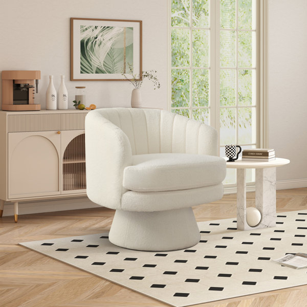 Wade Logan® Romriell 29" Wide Modern Soft Upholstered Swivel Barrel Chair & Reviews | Wayfair